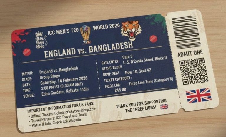 England vs Bangladesh T20 WC 2026 Tickets & Booking Details
